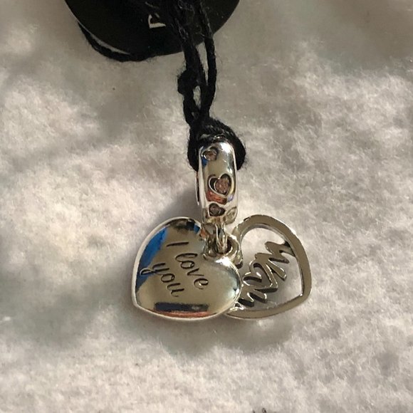 Pandora | Jewelry | Pandora Silver Mom Script Heart Dangle Charm | Poshmark
